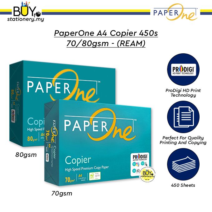Buy Buystationery PaperOne A4 Copier Paper 70gsm / 80gsm - (450s/REAM) Online | eRomman