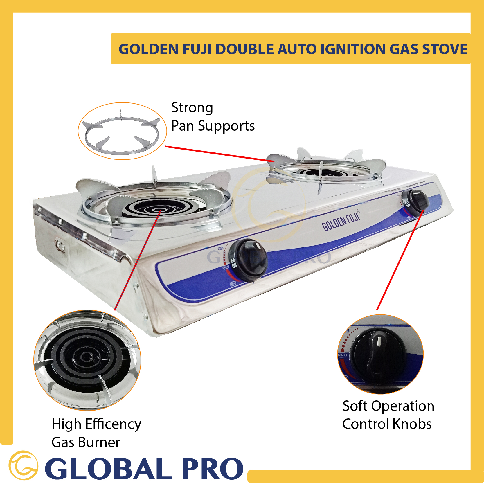 Buy Golden Fuji High Quality Auto Ignition Double Stainless Steel Gas ...