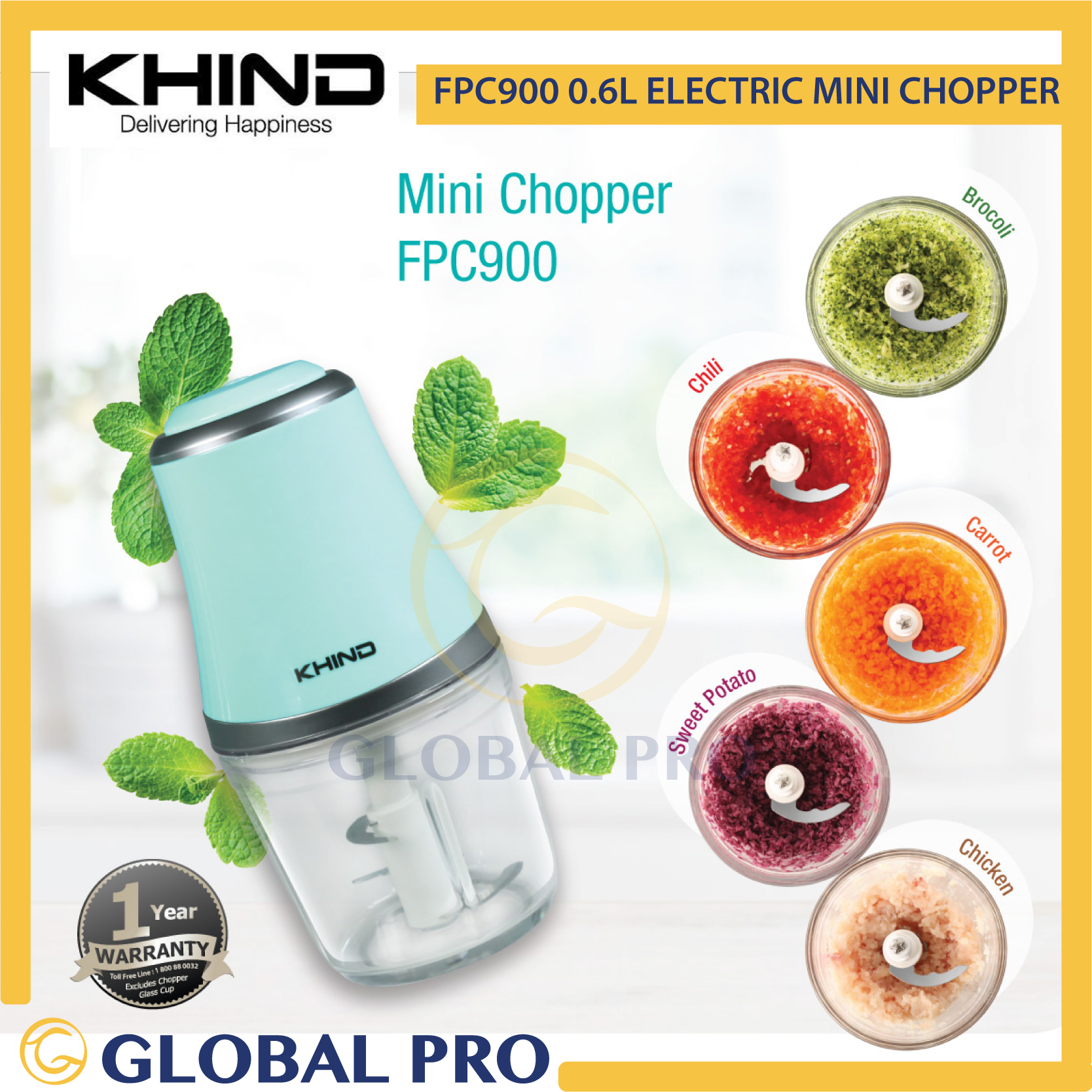 Buy Globalproofficial Khind FPC900 0.6L Mini Food Chopper with SUS 304 ...