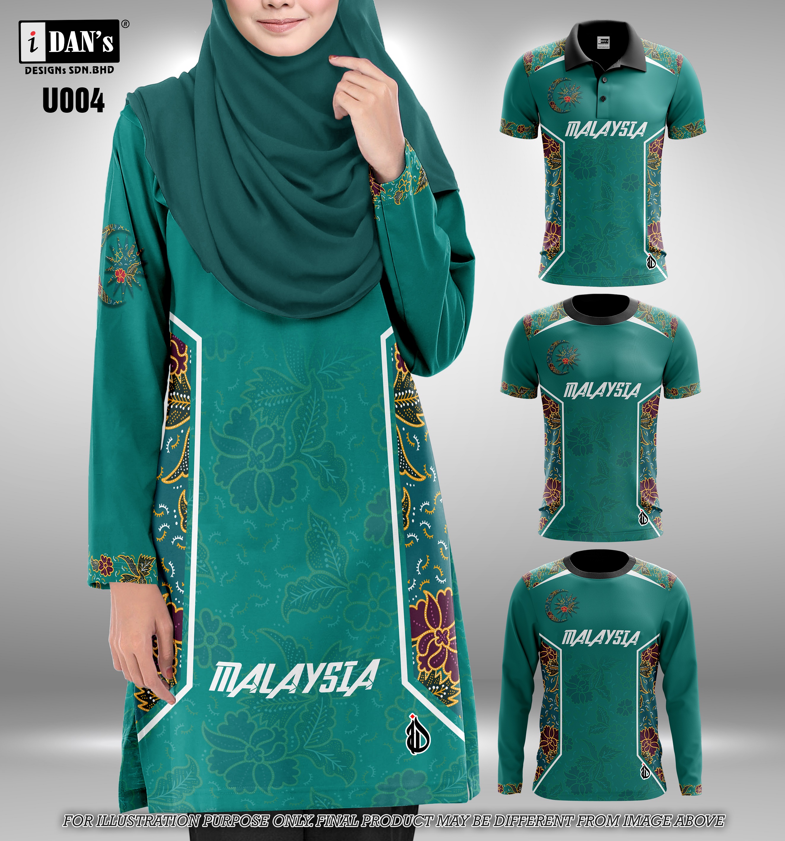 Buy U004 Batik Songket Sublimation Round Neck Short Sleeve T-shirt - 10 ...