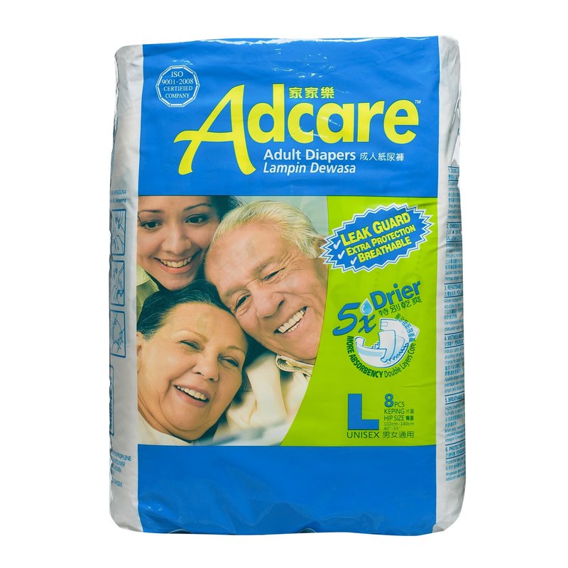 Buy Adcare Adult Diapers Leak Guard (L Size 8 PCS) x 12 BAGS | eRomman