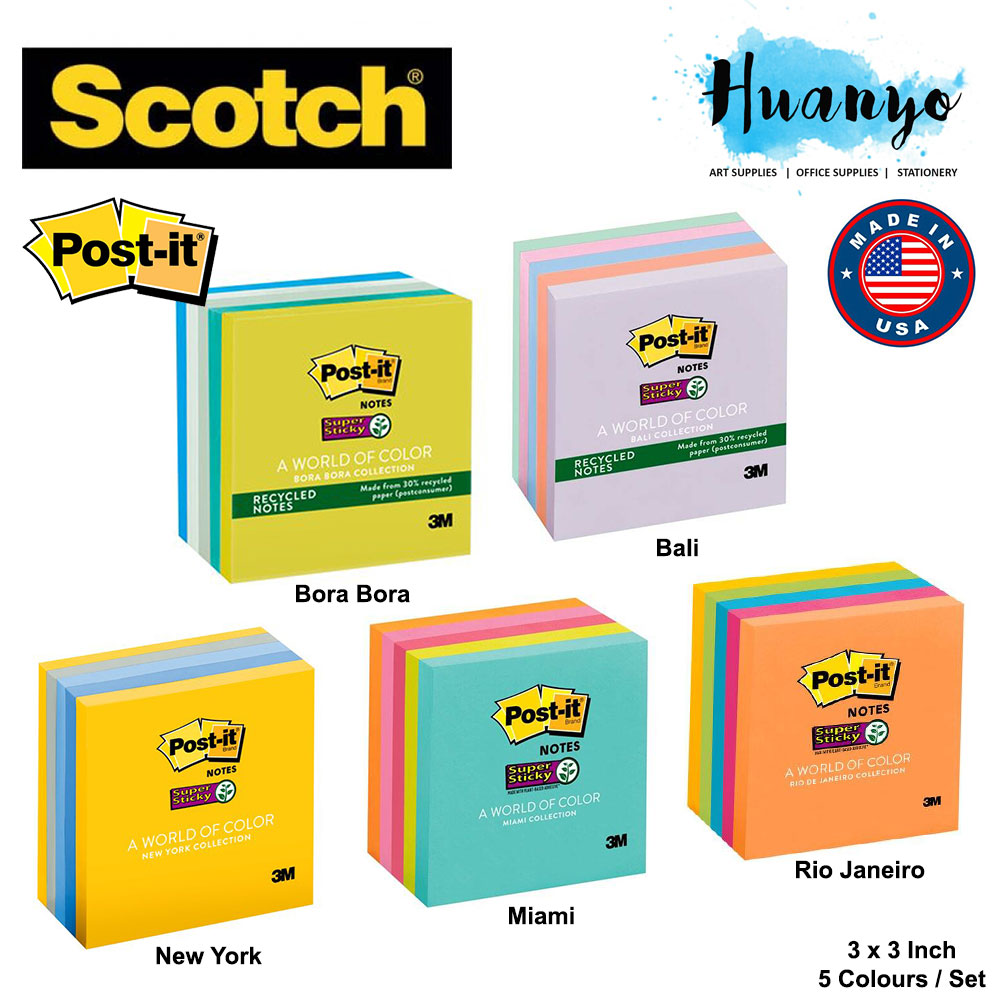 Buy Super Sticky Notes World 3M Post-it (5 Colors) | eRomman