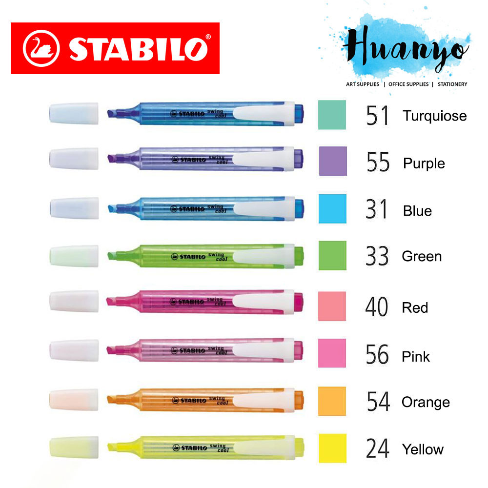 Buy Huanyo [2020 New Colours] Stabilo Swing Cool Pastel / Fluorescent ...