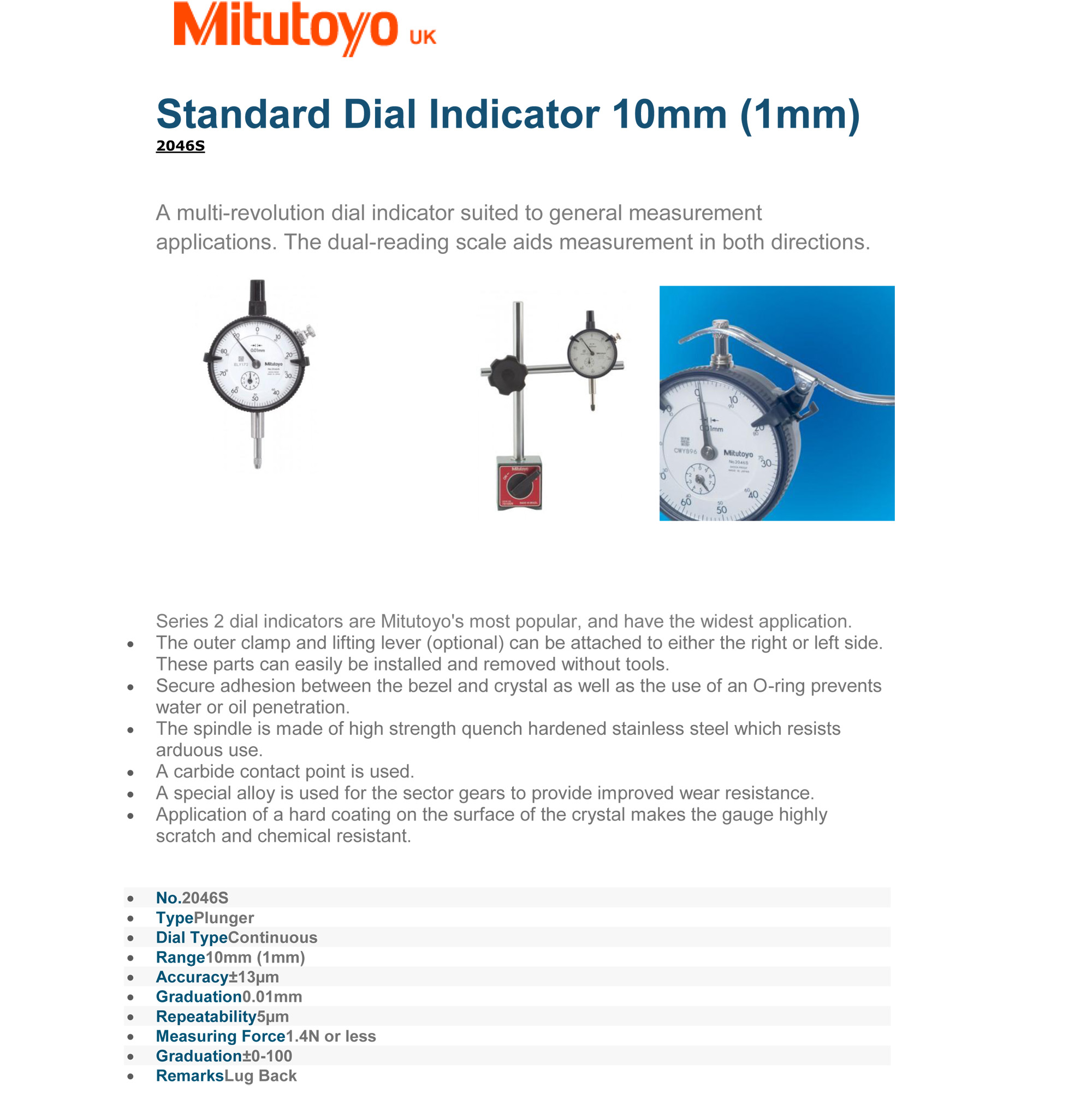 Home & Living :: DIY :: Hand Tools :: Mitutoyo 2046S Dial Indicator ...