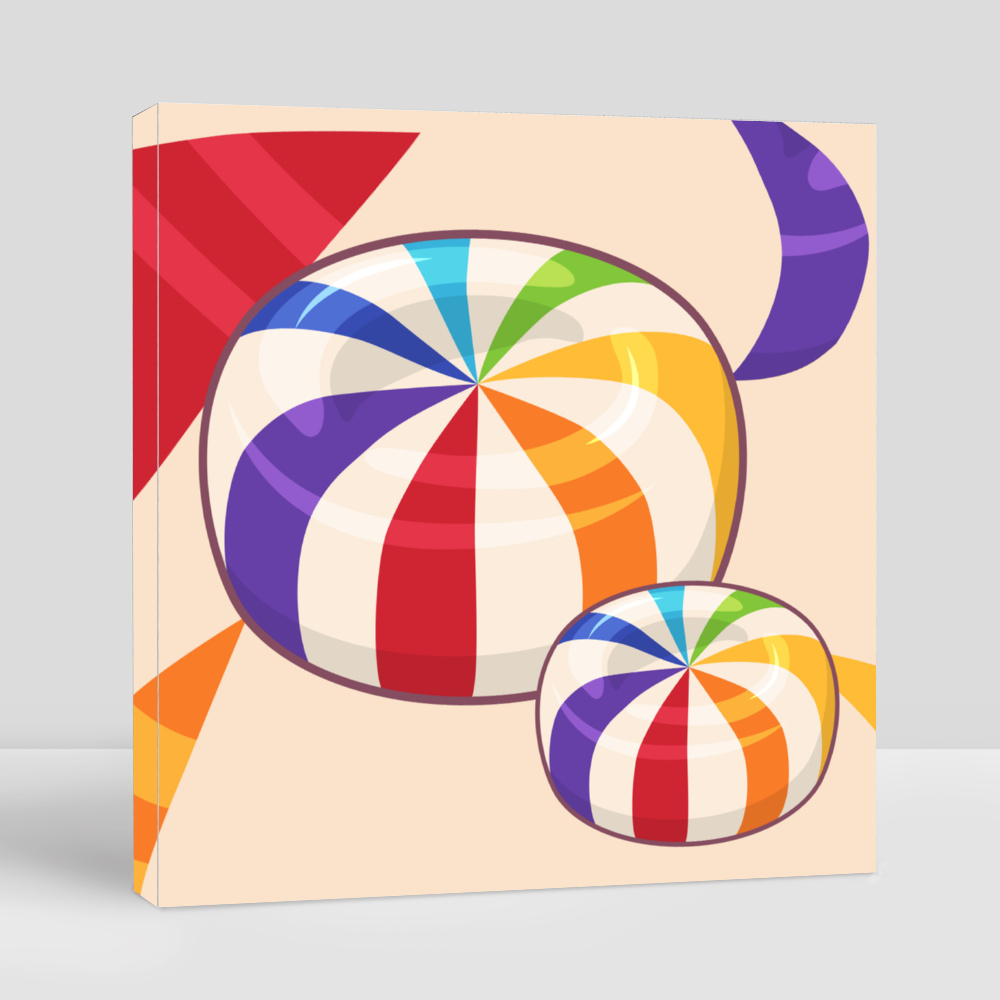Buy Rainbow Striped Candy. Vector Icon of Hard Sugar Round Candy | eRomman