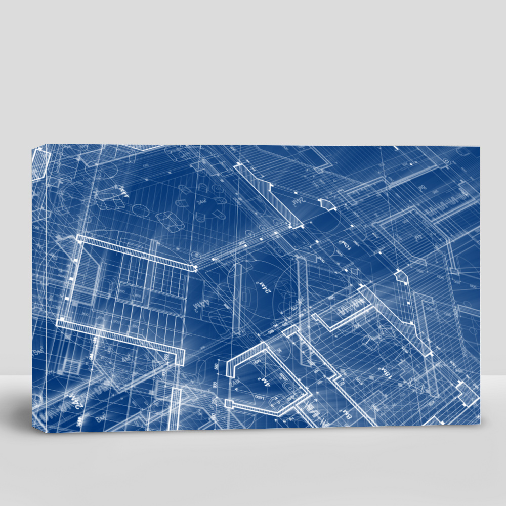 Buy Architecture Blueprint Plan Canvas Decorations | eRomman
