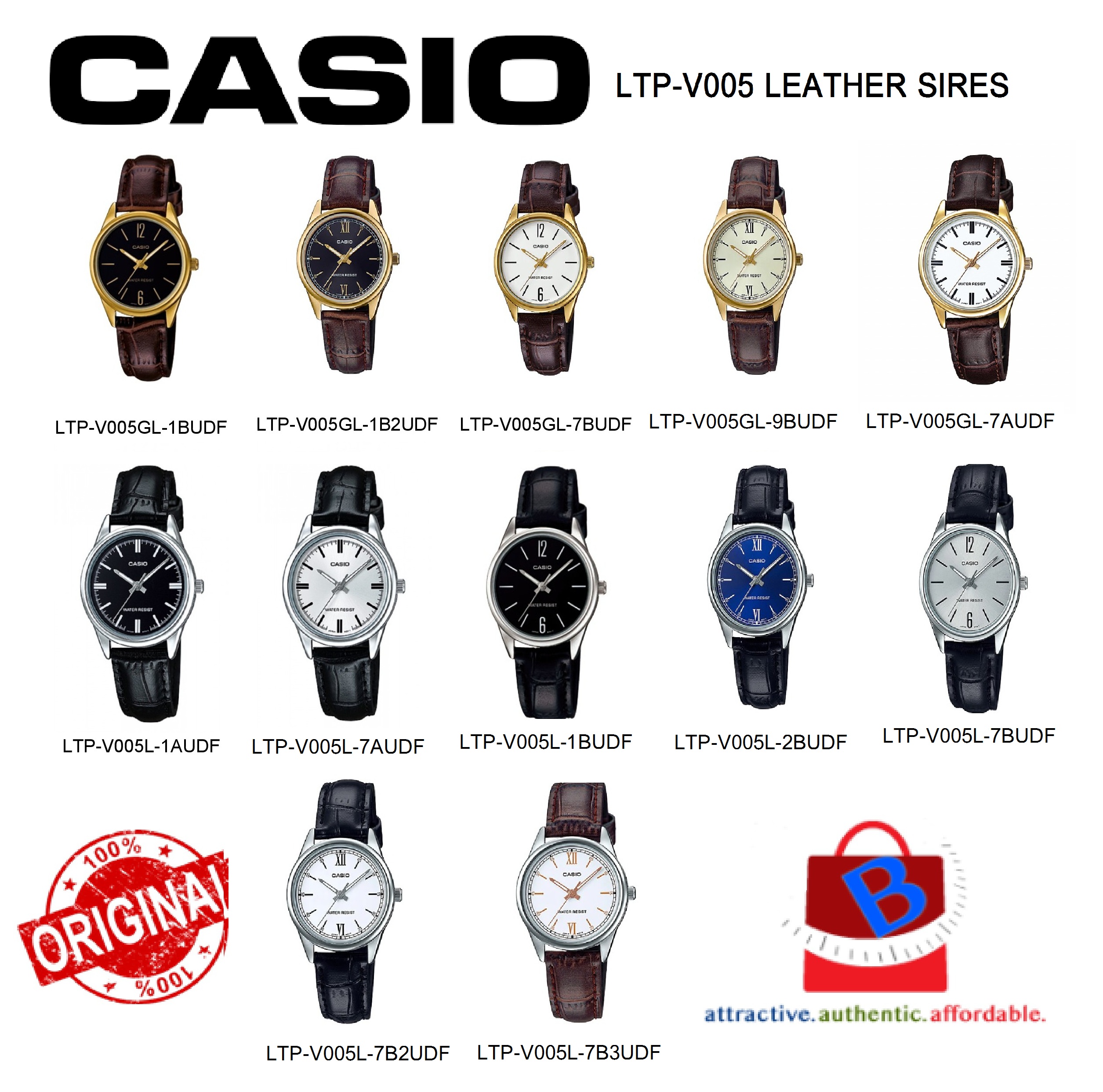 Buy Original & Leather Casio Genuine Watch LTP-V005 | eRomman