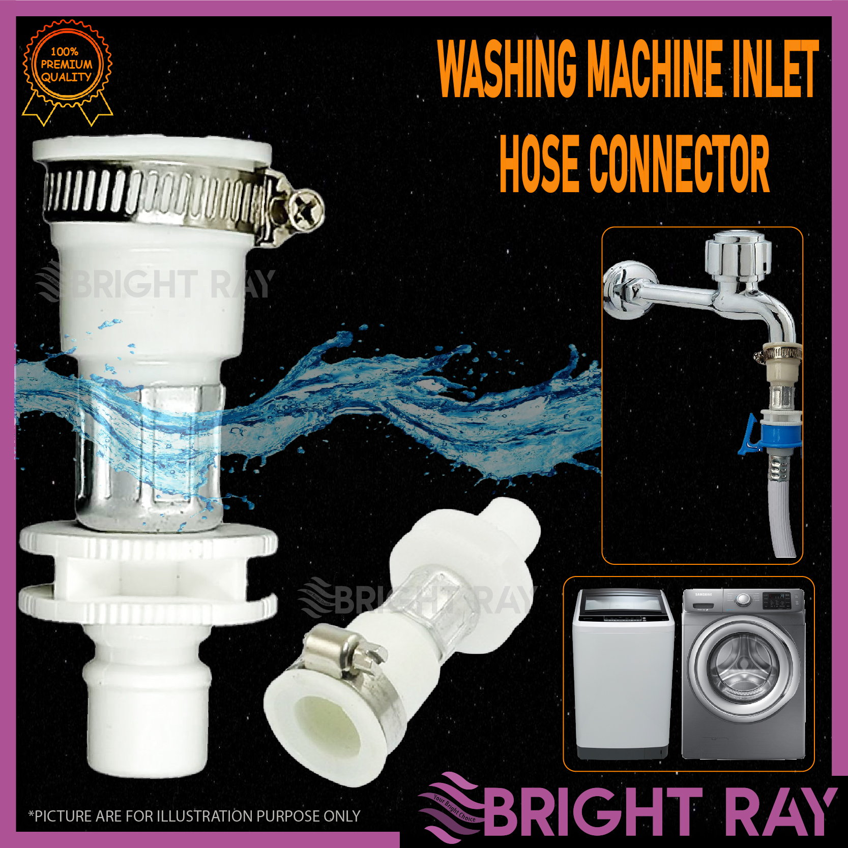 Washing Machine Water Tap Adaptor Inlet Hose Connector AB/, 45% OFF