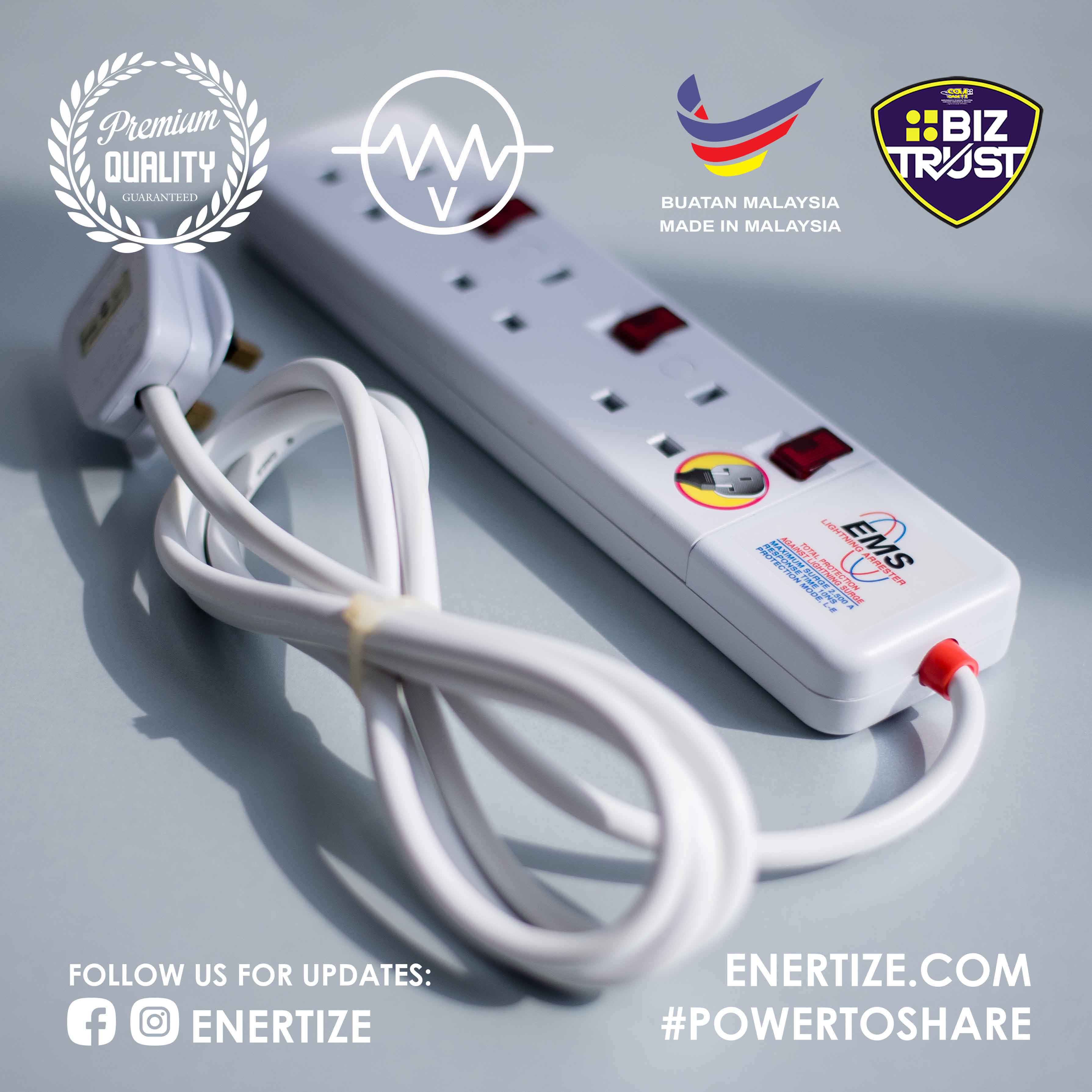 Buy 3 Gang Plug Socket with Surge Protection 2 / 5 M | eRomman