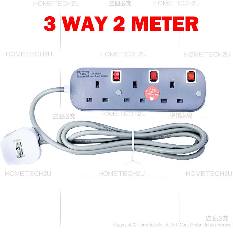 Buy Hometech2u Lemax Trailing Socket Extension Wire Cable Plug Socket ...