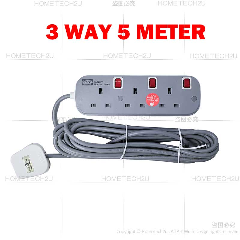 Buy Hometech2u Lemax Trailing Socket Extension Wire Cable Plug Socket ...