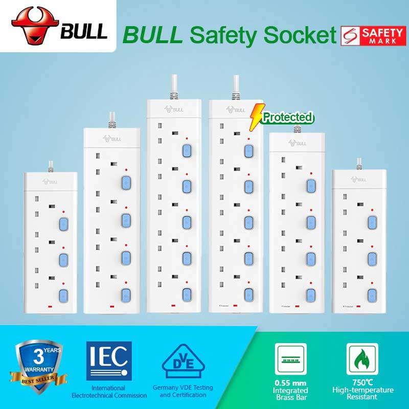 Buy Hometech2u GONGNIU/Bull Sirim Approved Heavy Duty Surge Protector 3000w Trailing Socket ...