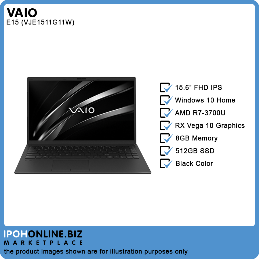 Buy Ipohonline VAIO E15 VJE151G11W (AMD R7-3700U/8GB/512GB SSD/RX VEGA ...