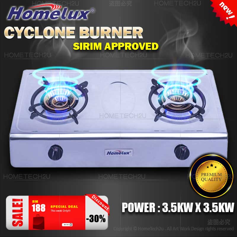 Buy Homelux Double Burner Cyclone Cap Burner Gas Stove Cooker HPS-1605 ...