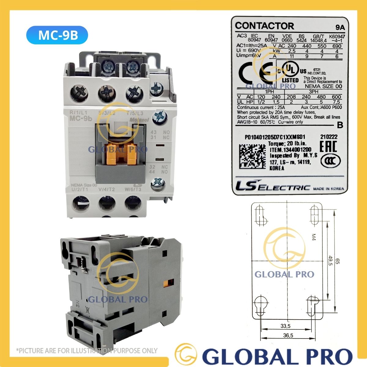 Buy Globalproofficial LS ELECTRIC Metasol Magnetic Contactor AC110V / AC240V / AC415V MC-9b MC ...