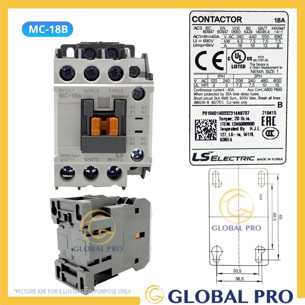 Buy Globalproofficial LS ELECTRIC Metasol Magnetic Contactor AC110V / AC240V / AC415V MC-9b MC ...