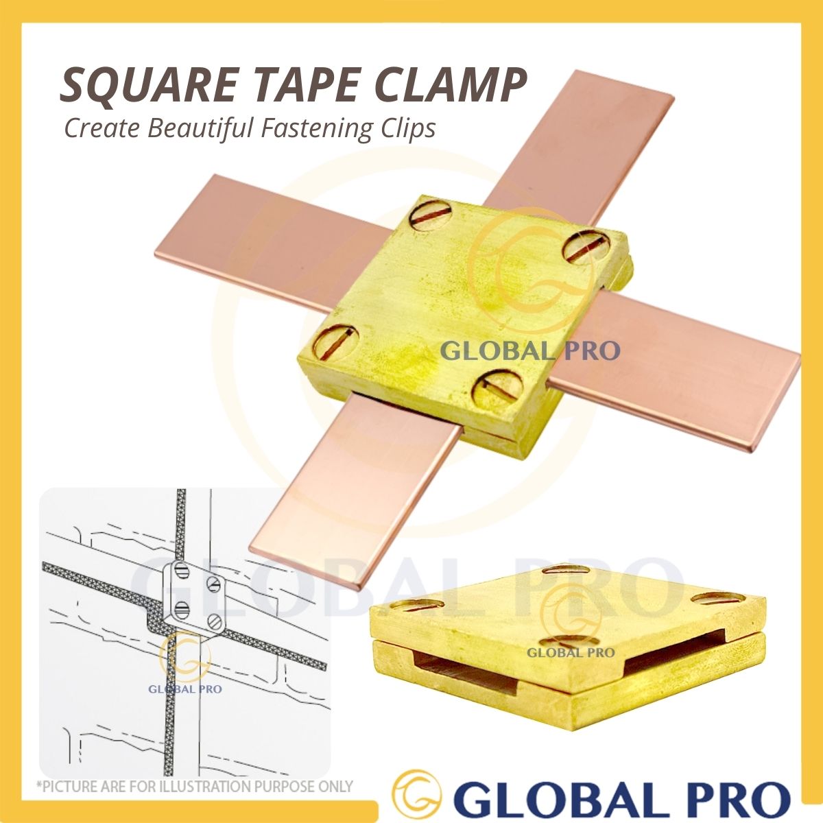 Buy Globalproofficial Square Tape Clamp 47 x 47mm Copper Earthing ...
