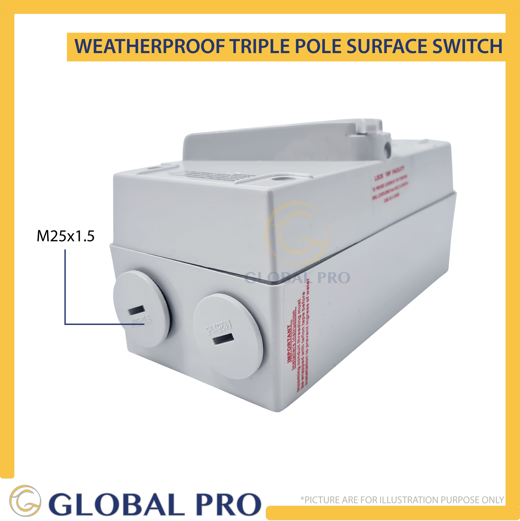 Buy Globalproofficial Rapid-Tech/ DLX 20A/ 35A/ 63A 3 Pole IP56 Weatherproof Surface Switch ...