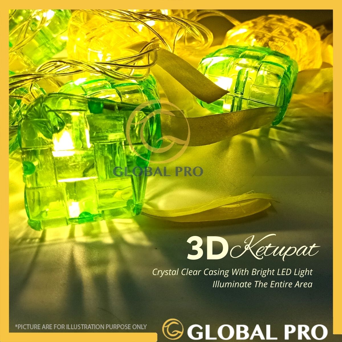 Buy Globalproofficial [Raya Sale] 20L 4M 3D Crystal Ketupat LED Chasing ...