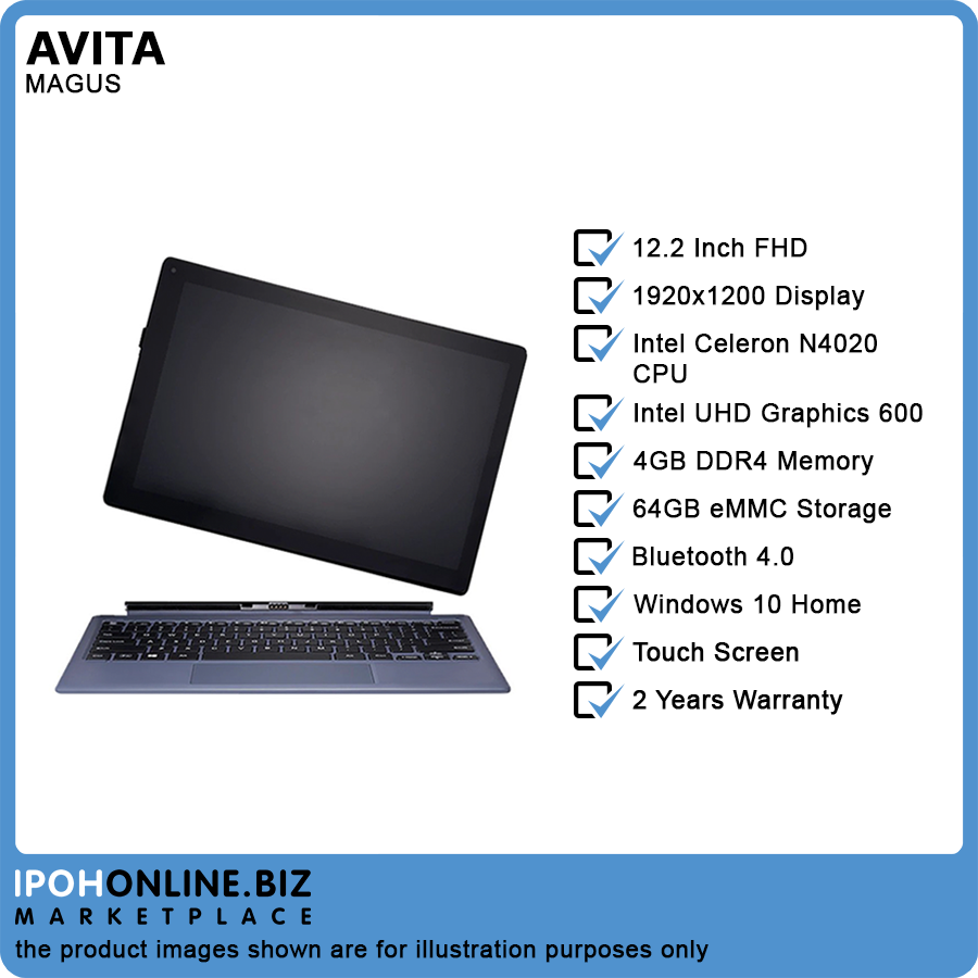 Buy Ipohonline Avita Magus 2-In-1 Touch Screen Tablet Notebook (Celeron ...