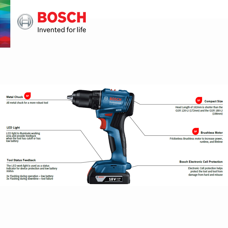 Buy Brushless Cordless Drill Driver Bosch GSR 185-LI | eRomman