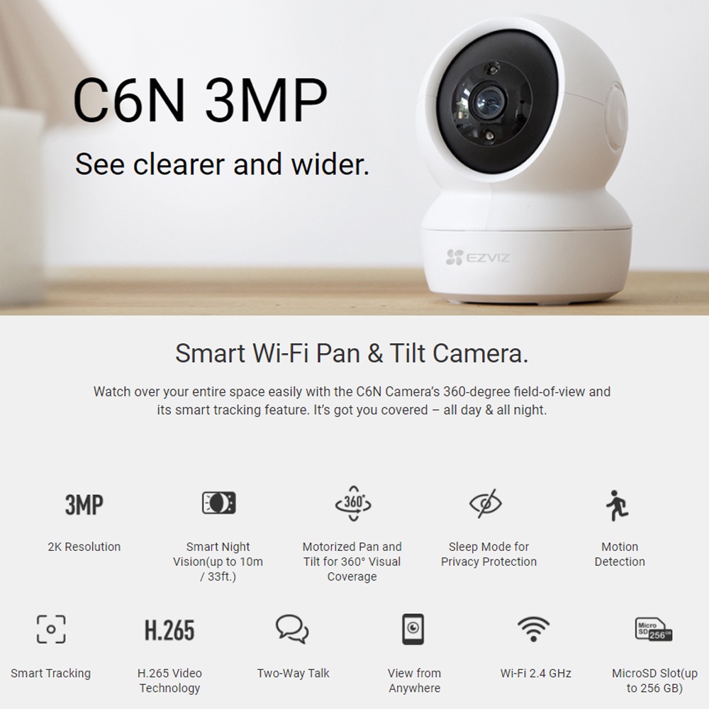 Buy Ipohonline EZVIZ C6N 2K 3MP Full HD Pan Tilt Motion Tracking 360 ...