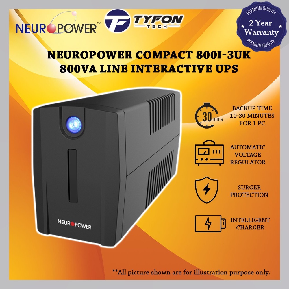 Buy Tyfontech NeuroPower Compact 800i-3UK Line Interactive UPS 800VA | eRomman