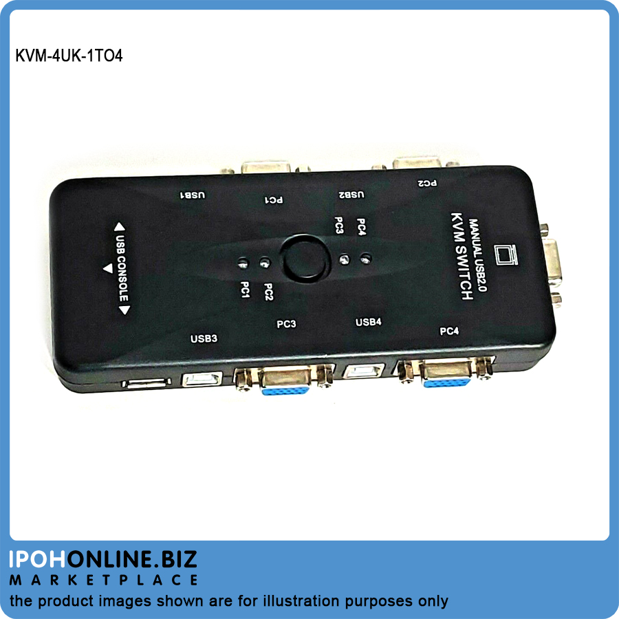 Buy Ipohonline 4 Port USB VGA KVM Switch Box For Mouse Keyboard Monitor ...