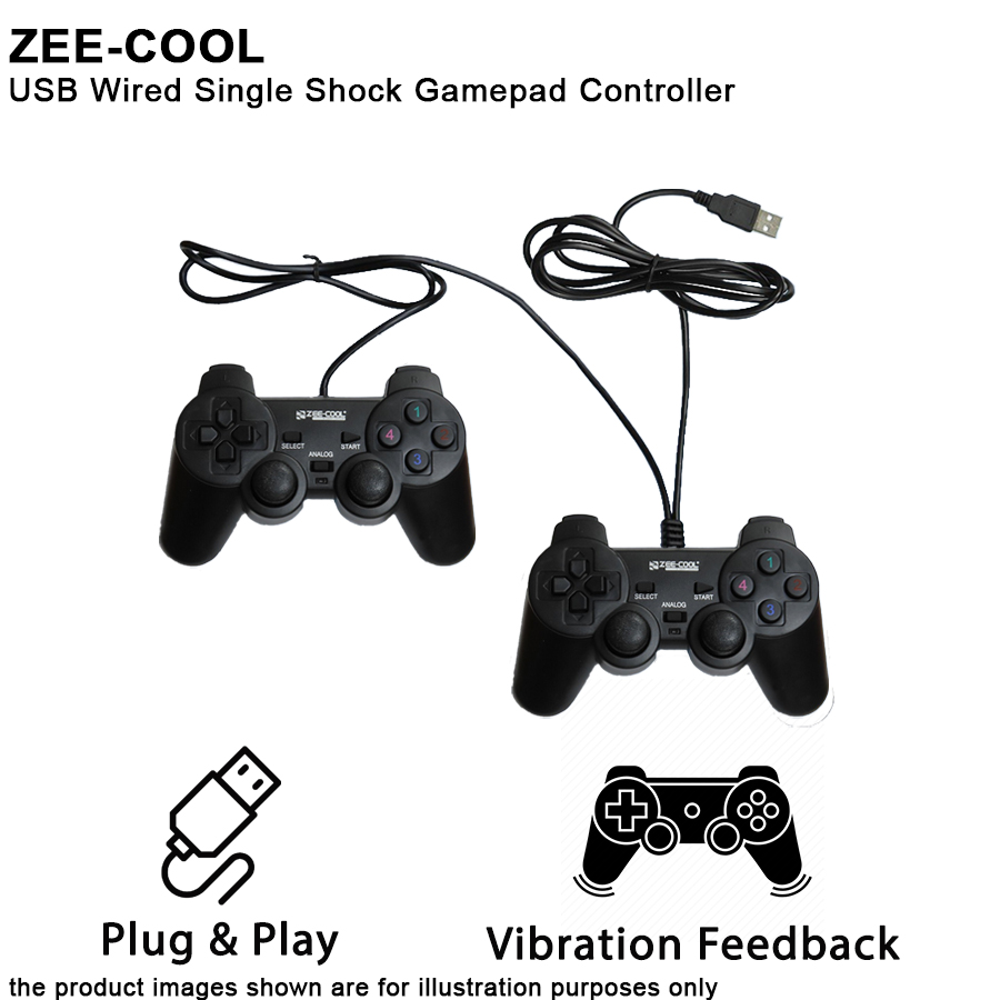 Buy Ipohonline Zee-Cool USB Wired Twin Shock Gamepad Controller for PC ...