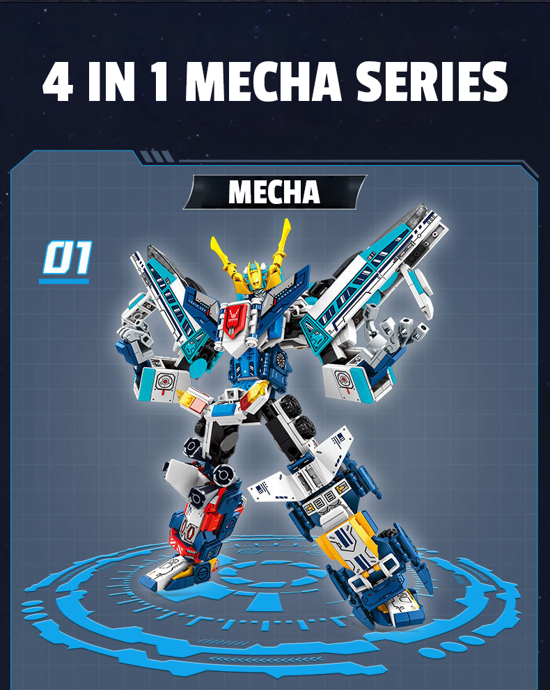 Buy Slstoys [4 IN 1] Sembo Block Mecha Steel Robot Figure Building ...