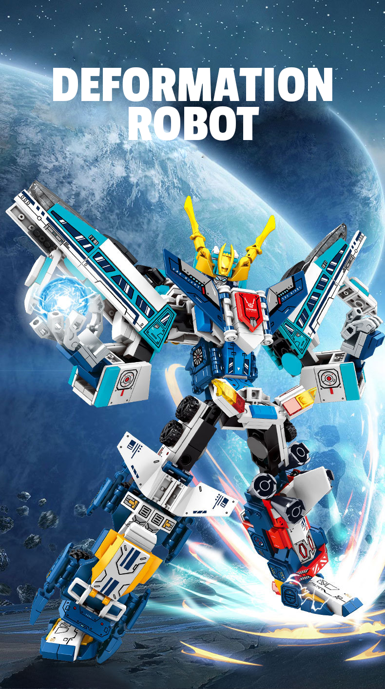 Buy Slstoys [4 IN 1] Sembo Block Mecha Steel Robot Figure Building ...