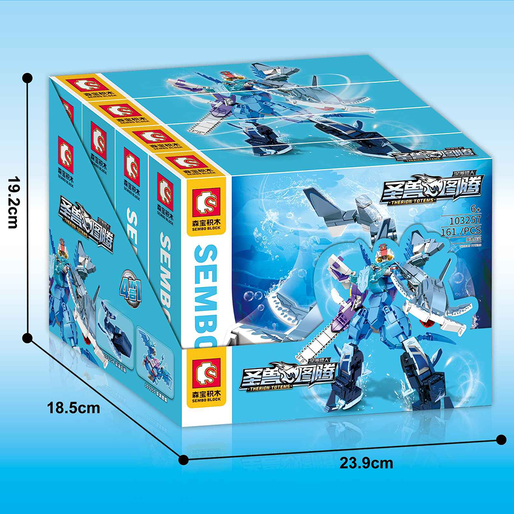 Buy Slstoys [4 IN 1] Sembo Block Steel Armour Robot Blue Beast Mecha ...