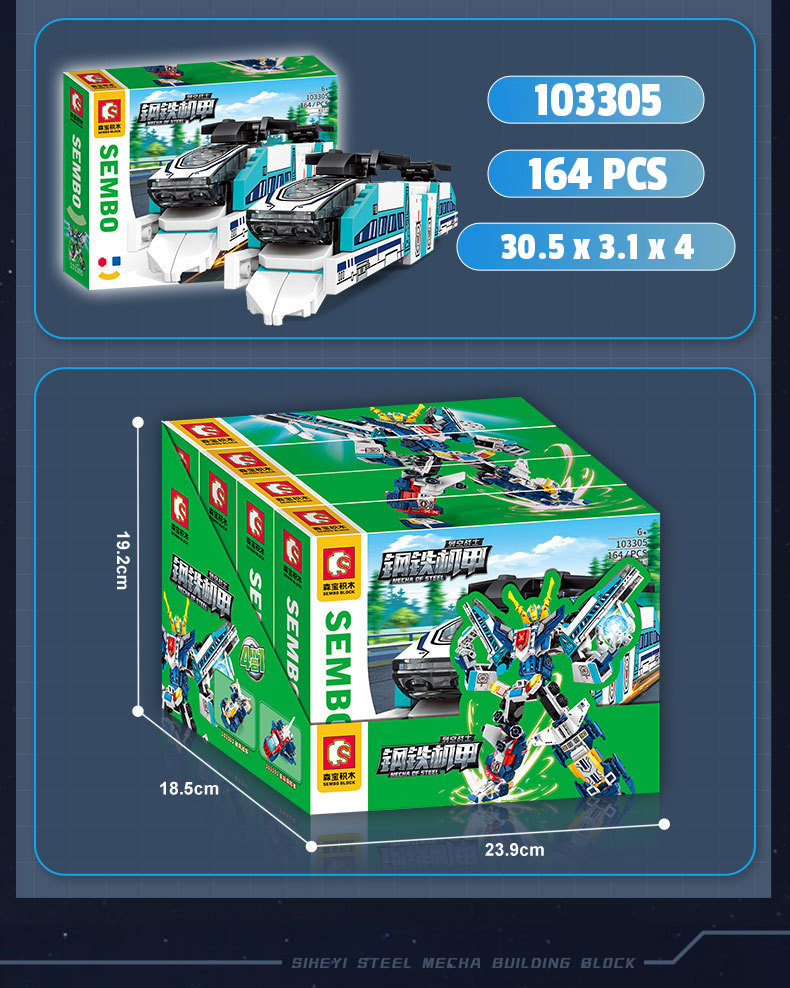 Buy Slstoys [4 IN 1] Sembo Block Mecha Steel Robot Figure Building ...