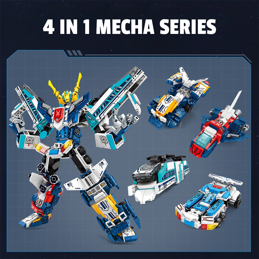 Buy Slstoys [4 IN 1] Sembo Block Mecha Steel Robot Figure Building ...