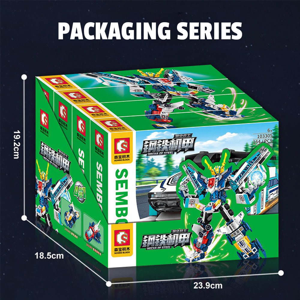 Buy Slstoys [4 IN 1] Sembo Block Mecha Steel Robot Figure Building ...