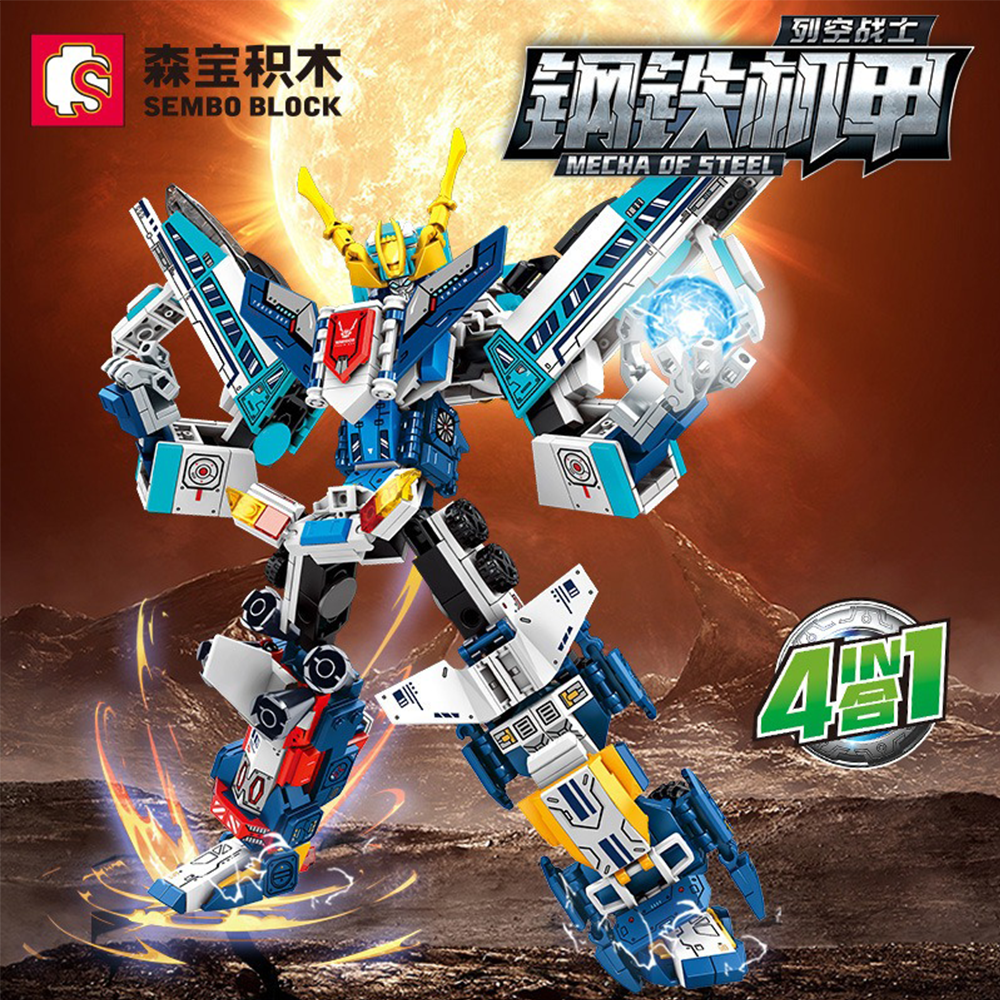 Buy Slstoys [4 IN 1] Sembo Block Mecha Steel Robot Figure Building ...