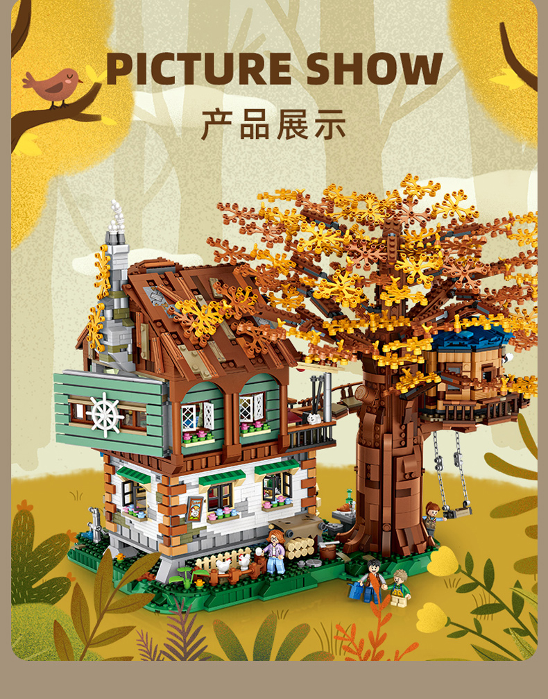 Buy Slstoys LOZ 1033 Tree House Building Architecture Nano Diamond ...