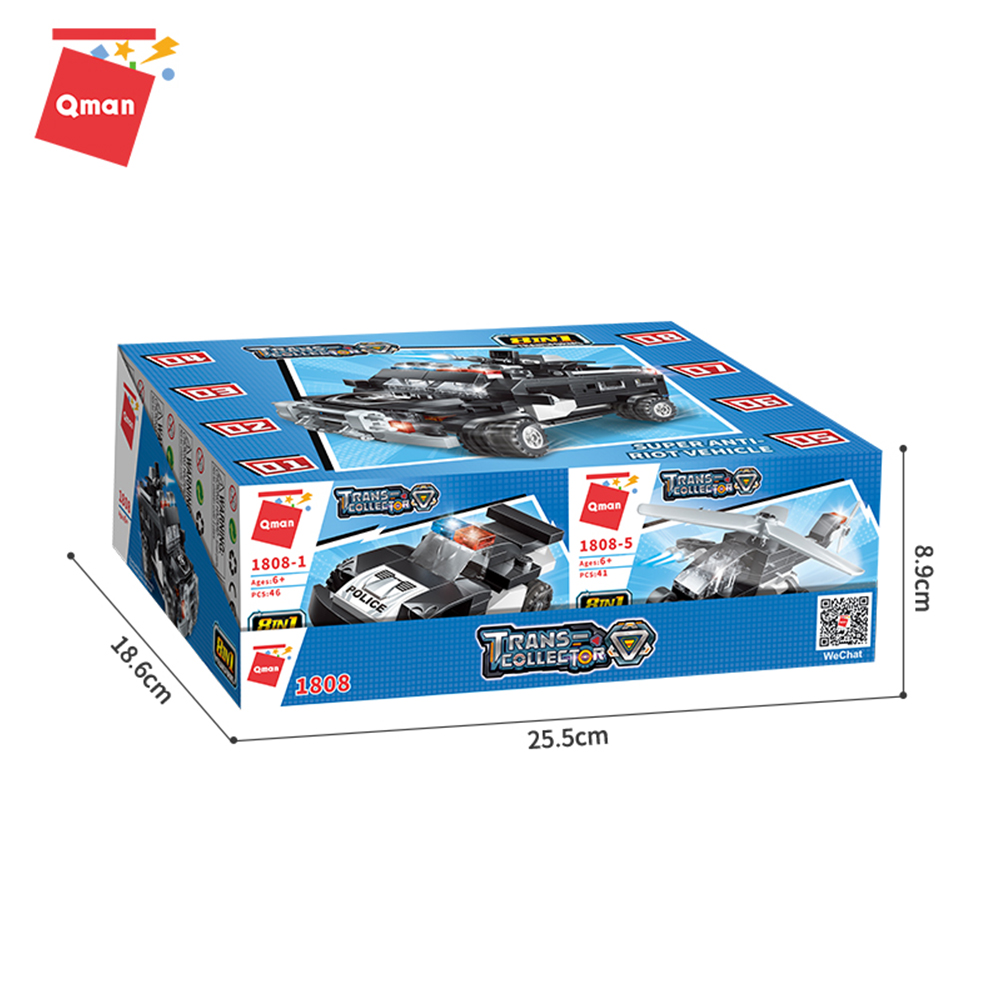 Buy Slstoys Qman Brick 1808 (8-IN-1) Combo Set Police Car Vehicles ...