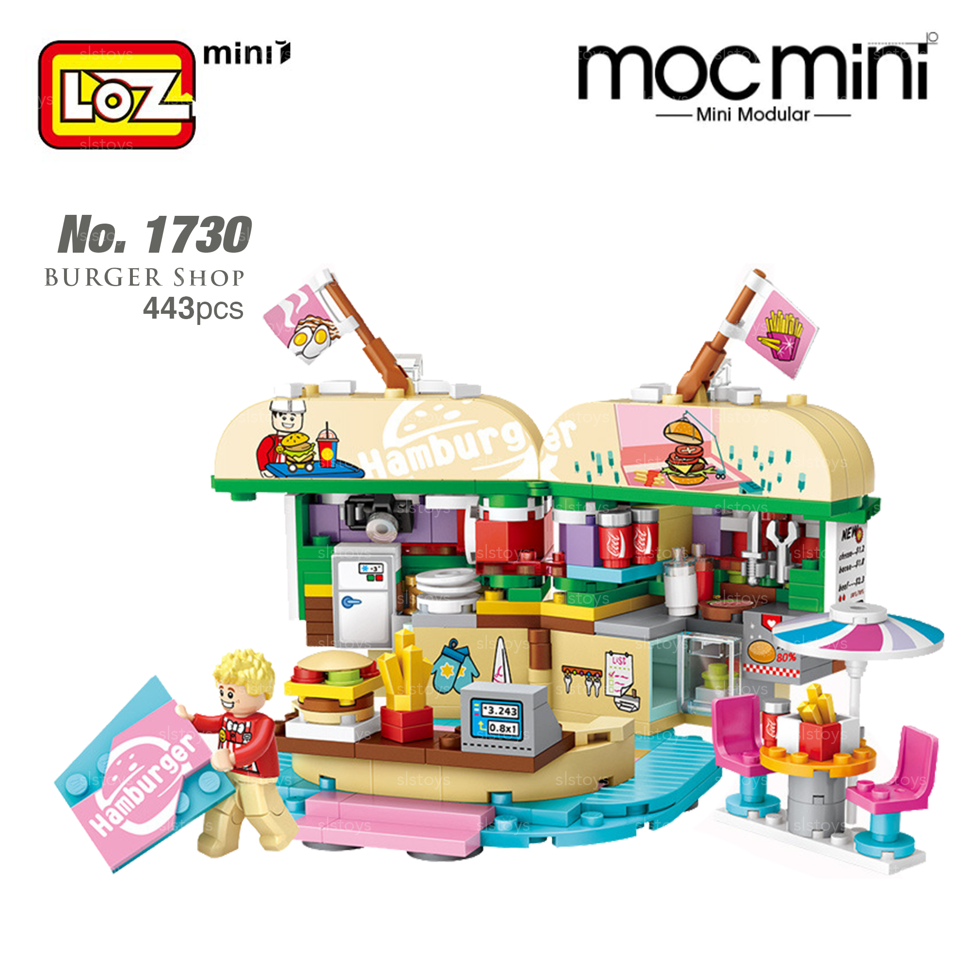 Buy Slstoys LOZ 1730 MINI Burger Shop Hamburger Fast Food Chain ...