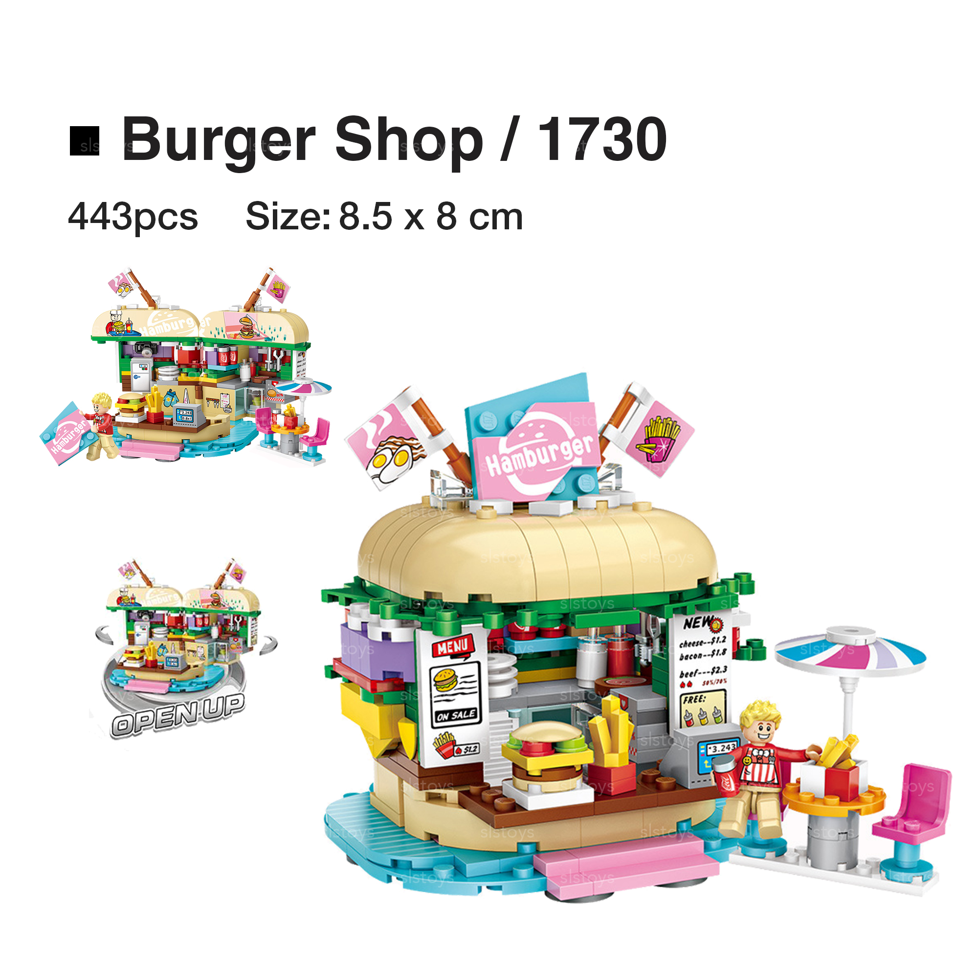 Buy Slstoys LOZ 1730 MINI Burger Shop Hamburger Fast Food Chain ...