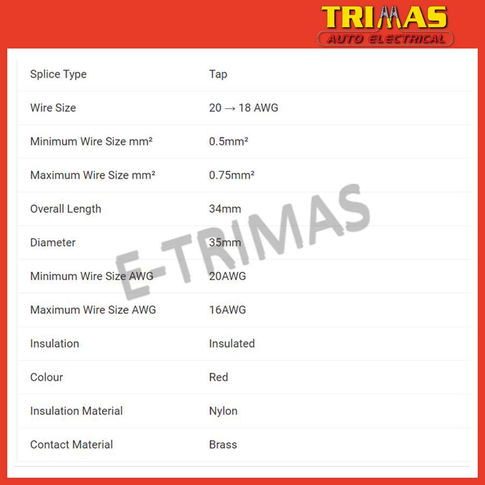 Buy E-trimas TRIMAS TE Connectivity ELECTRO-TAP Splice Wire Connector ...