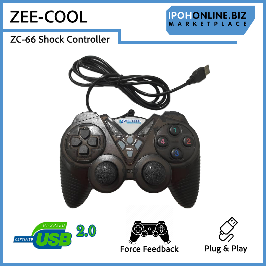 Buy Ipohonline Zee-Cool ZC-66 USB Wired Single Shock Gamepad Controller ...