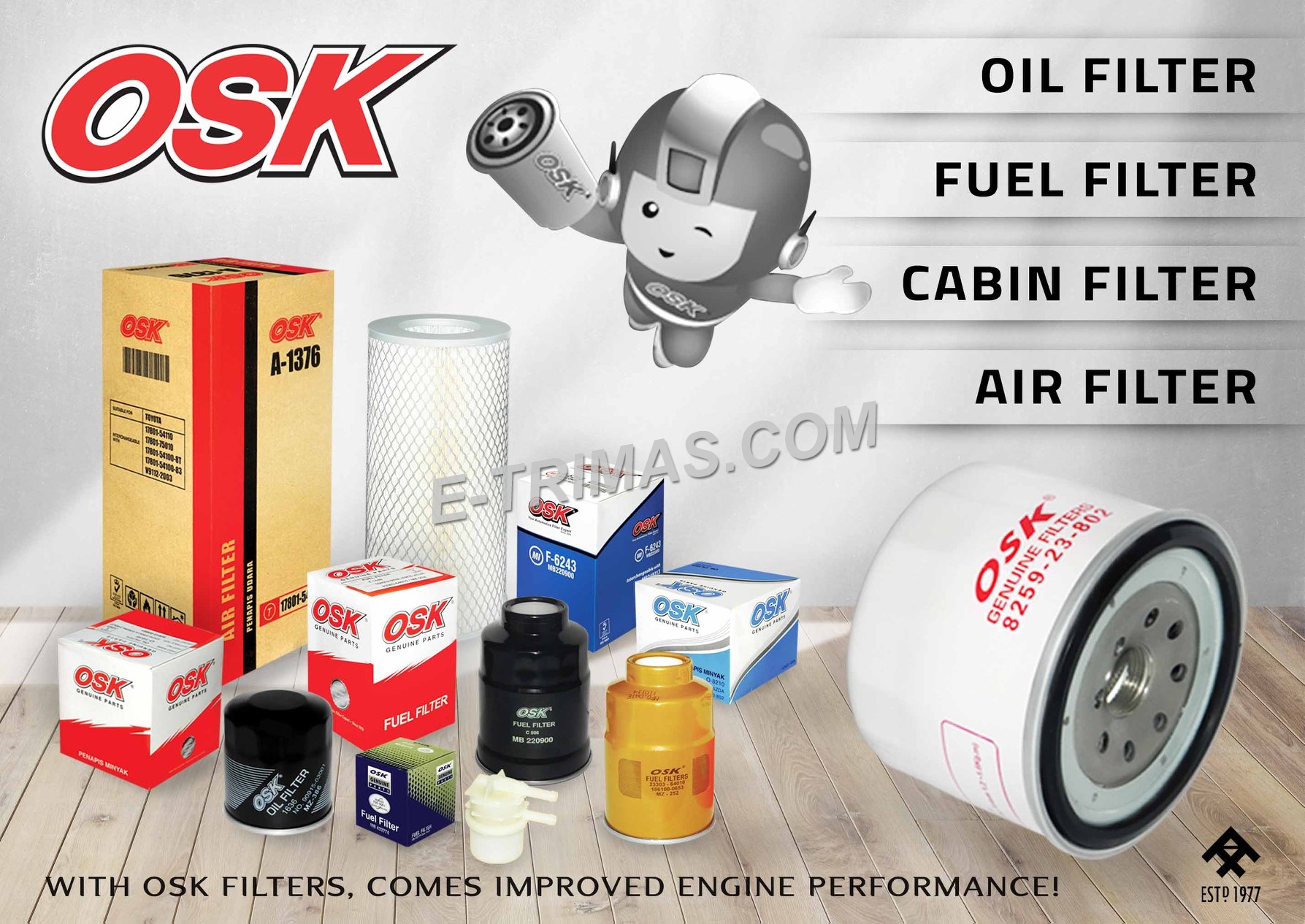Buy E-trimas OSK Air Filter Proton Saga 12V Iswara Wira Carburetor ...