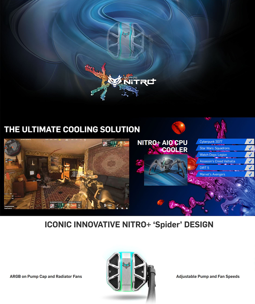 Buy Ipohonline Sapphire NITRO+ Spider S240-A AIO Gaming CPU Cooler ...