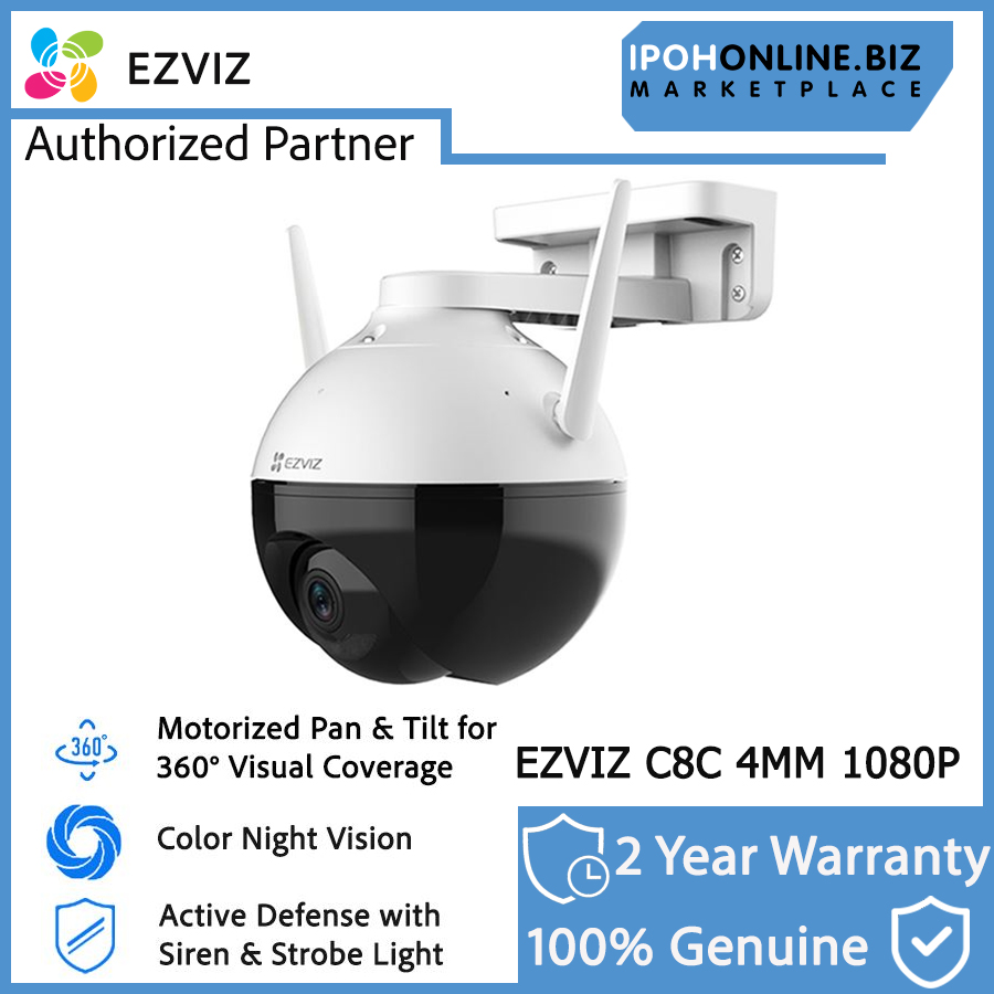 Buy Ipohonline EZVIZ C8C 2MP 4mm 1080P Outdoor WiFi Pan/Tilt Color ...