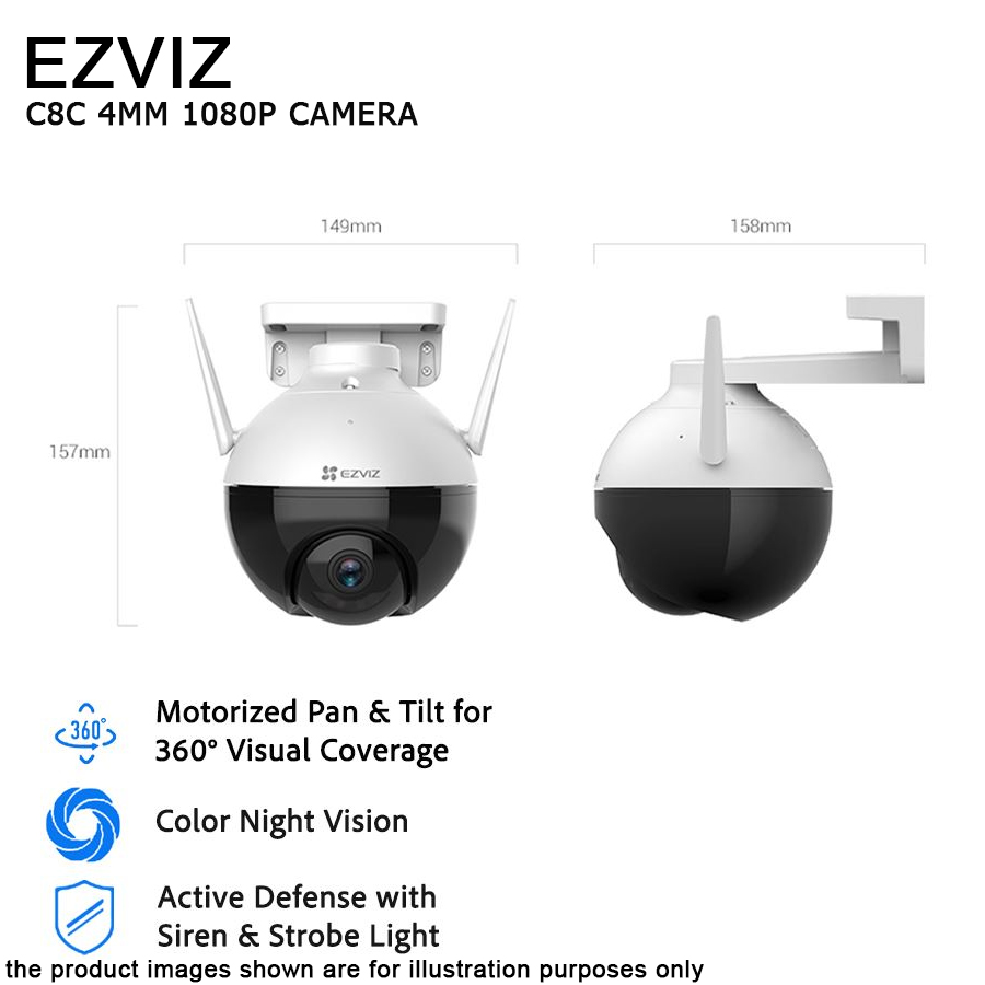 Buy Ipohonline EZVIZ C8C 2MP 4mm 1080P Outdoor WiFi Pan/Tilt Color ...