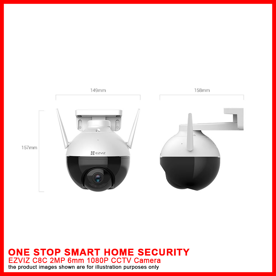 Buy Ipohonline EZVIZ C8C 2MP 6mm 1080P Outdoor WiFi Pan/Tilt Color ...