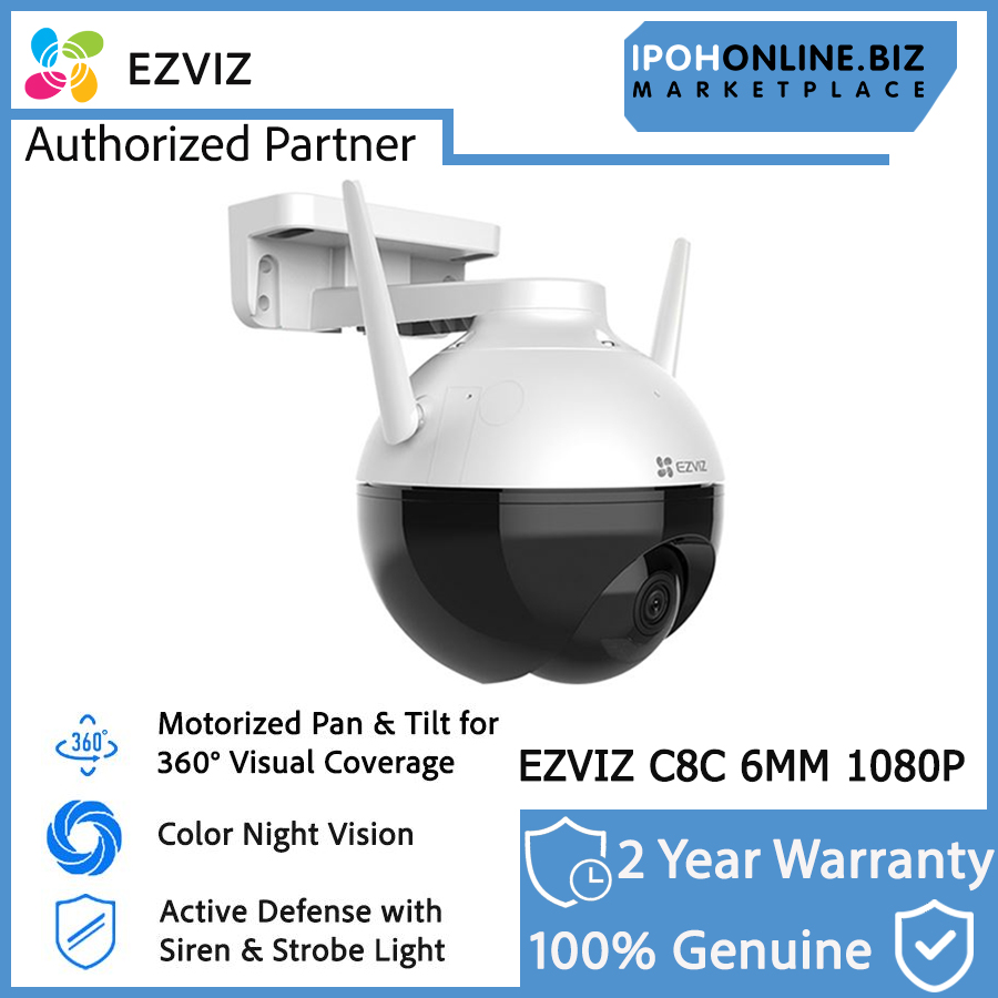 Buy Ipohonline EZVIZ C8C 2MP 6mm 1080P Outdoor WiFi Pan/Tilt Color ...