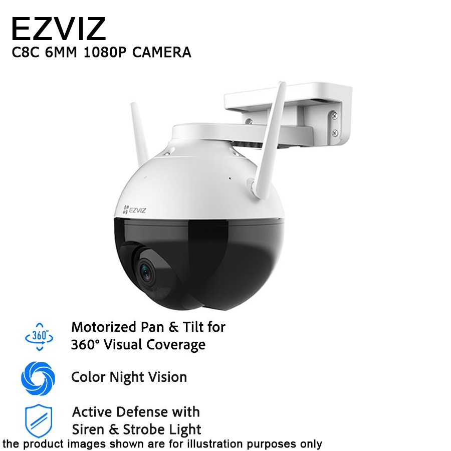 Buy Ipohonline EZVIZ C8C 2MP 6mm 1080P Outdoor WiFi Pan/Tilt Color ...
