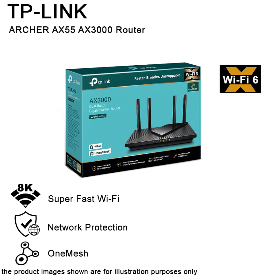 Buy Ipohonline TP-LINK ARCHER AX55 AX3000 DUAL-BAND GIGABIT WI-FI 6 Router | eRomman
